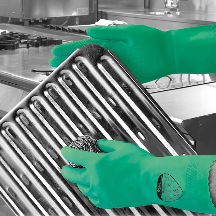 Polyco Optima Latex Chemical Gloves (Green) - Gloves.co.uk