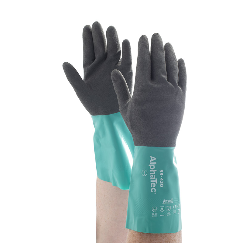 Ansell AlphaTec 58-430 Chemical-Resistant Gauntlet Gloves - Gloves.co.uk