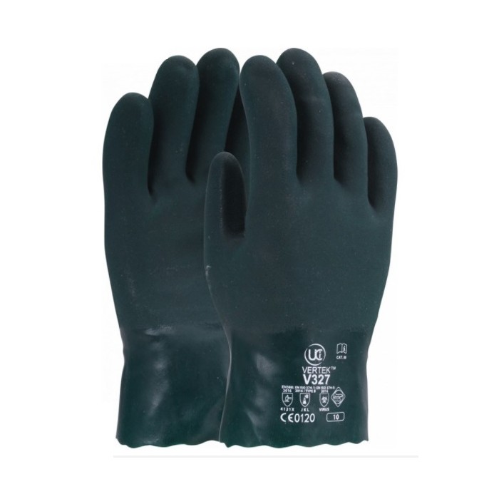 UCi Green 11" Chemical PVC Gauntlet Gloves - Gloves.co.uk
