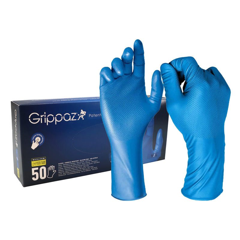 Grippaz 308 Strong Blue Disposable Gloves x50 - Gloves.co.uk