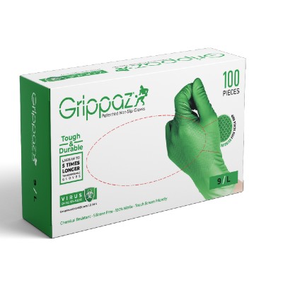 Grippaz Nitrile Green Disposable Gloves - Gloves.co.uk