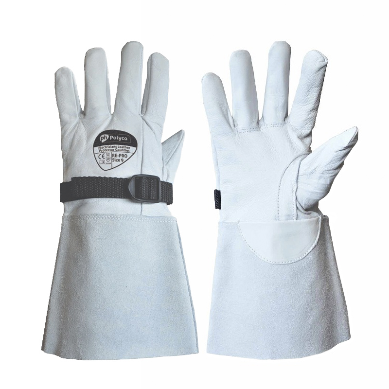 Polyco Electricians Leather Gauntlets with Buckle - Gloves.co.uk