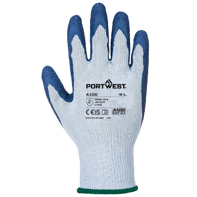 Portwest A100 Latex-Coated Lightweight Gloves - Gloves.co.uk